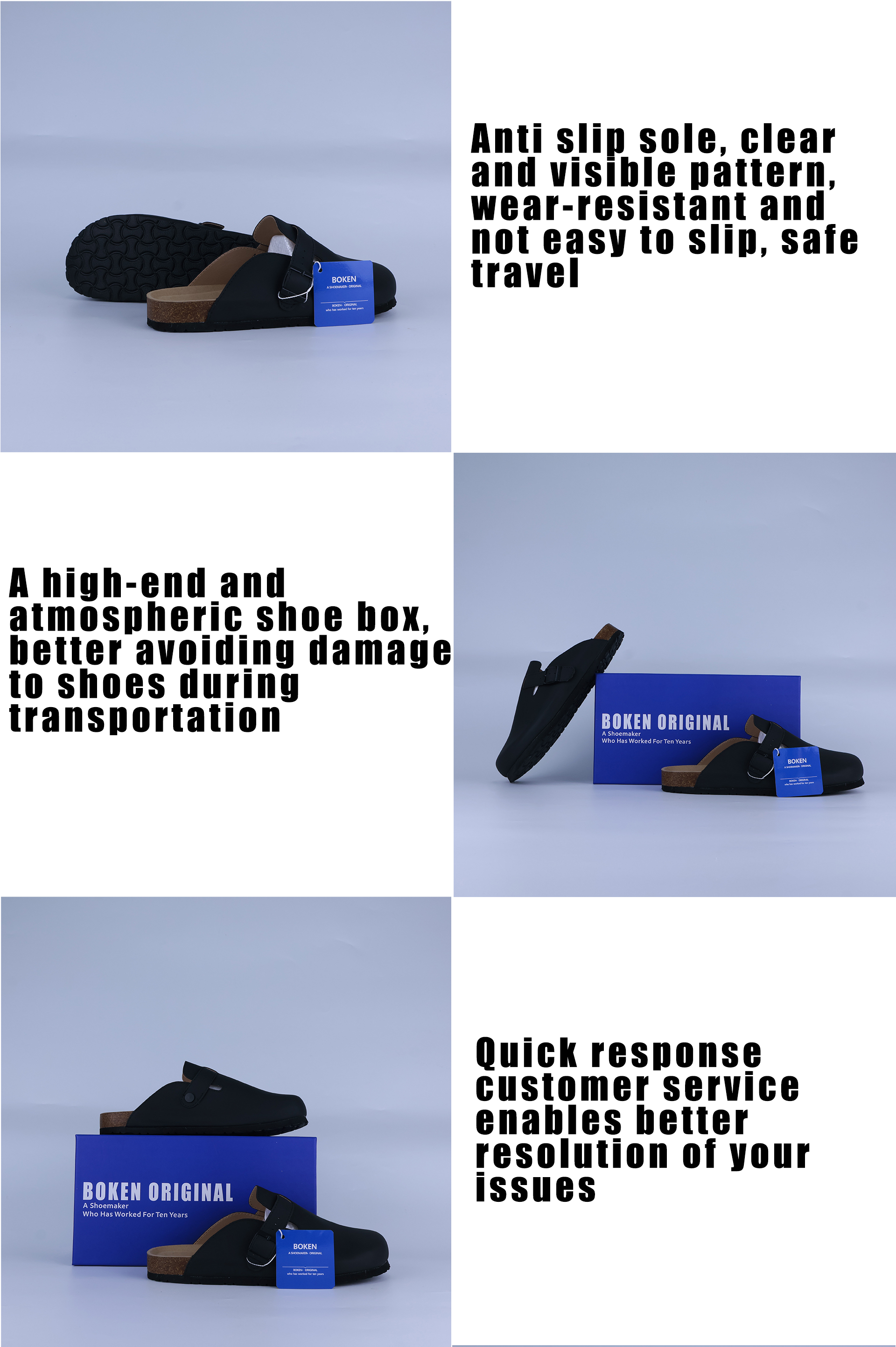 BOKEN Suede Cork Classic Sandals Mules for Men Comfortable Beach Clogs ...