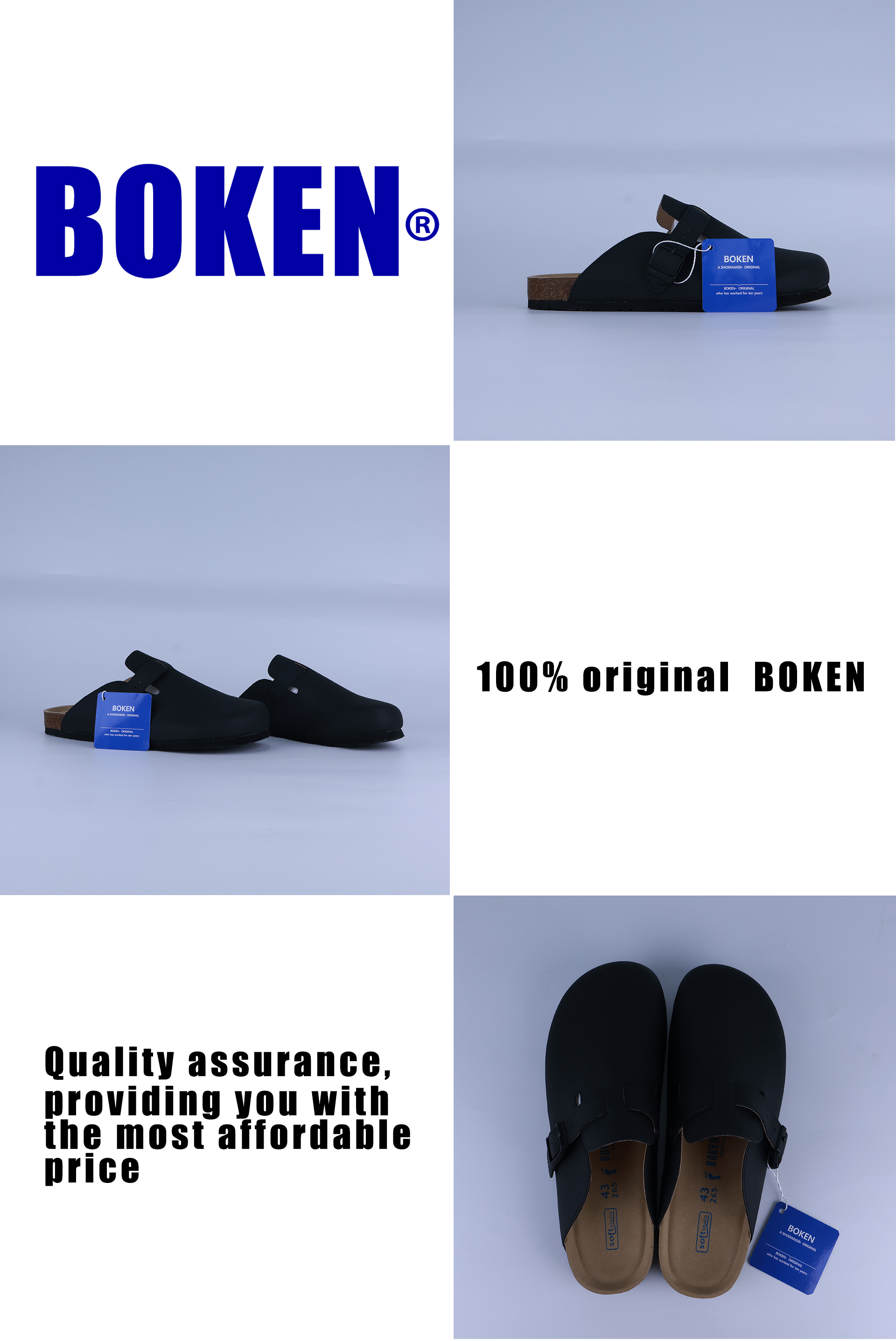 BOKEN Cork Classic Sandals for Men Women Comfortable Beach Clogs Slip ...