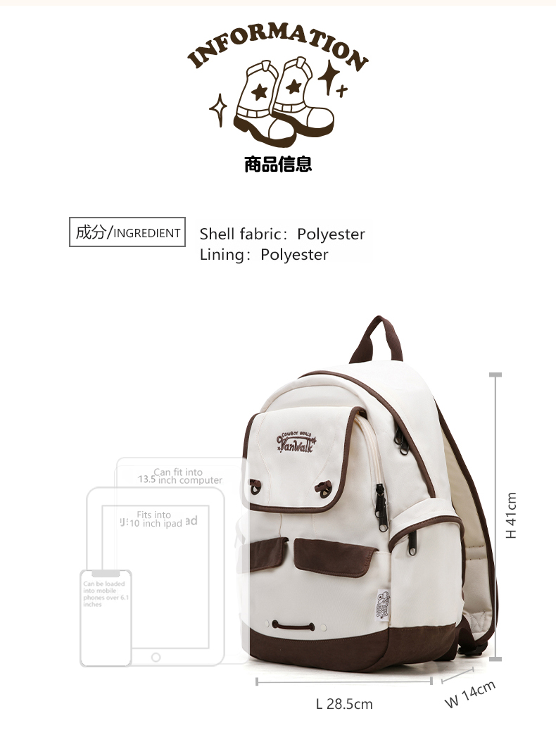 VANWALK（V2706）Cowboy series high appearance niche backpack, simple and ...