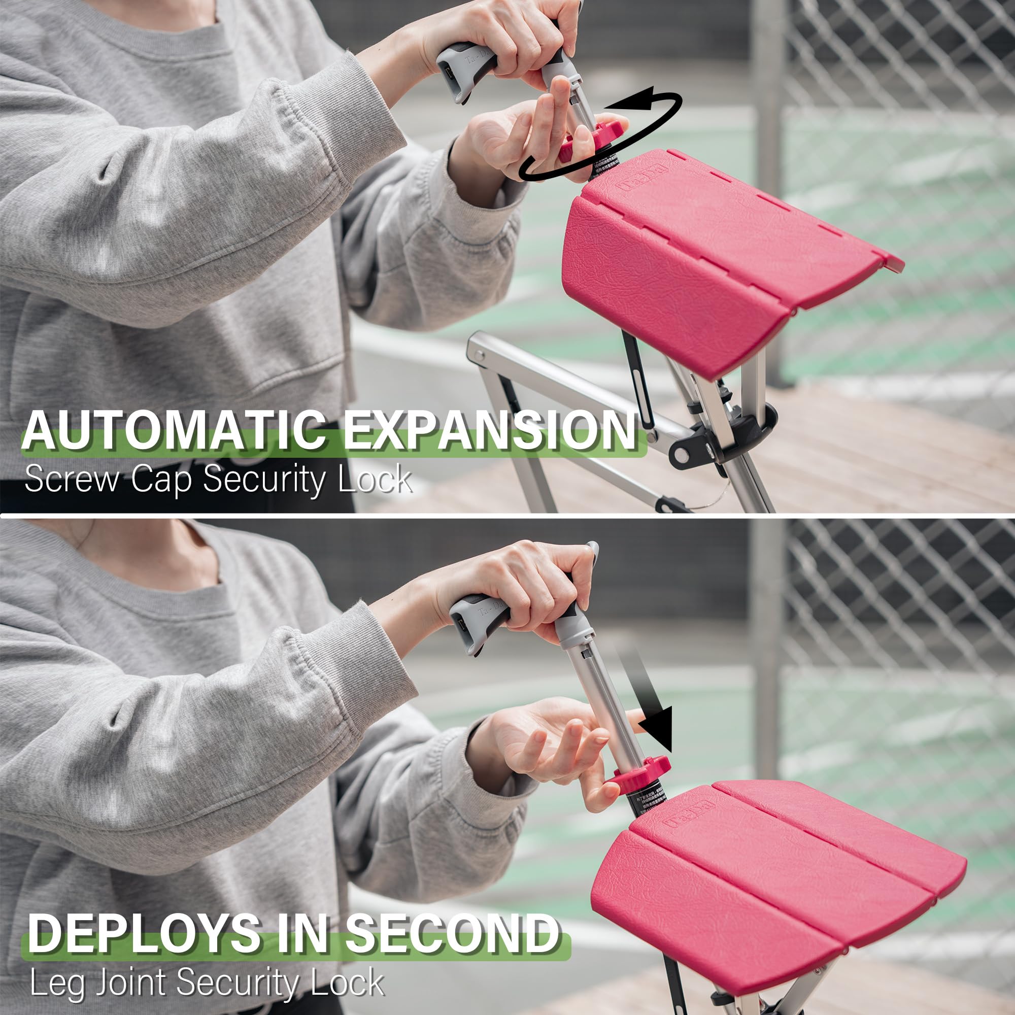 【Big Sale！】NEW 2 in 1 Folding Cane Stool Hiking Chairs Portable Walking ...