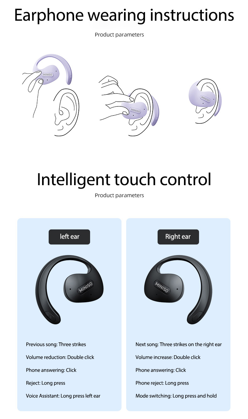 MINISO X15 Pro AI Smart Real-Time Translation Wireless Earphones OWS ...