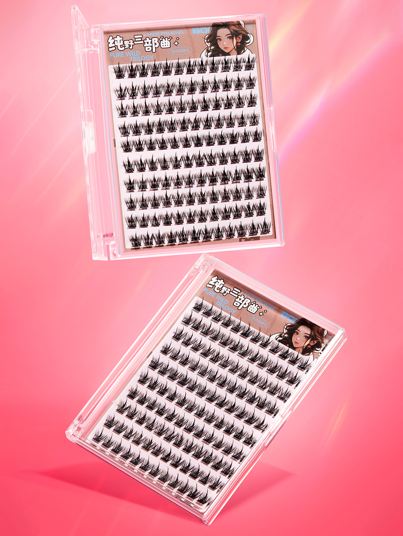 BQI False Eyelashes Single Cluster Glue-Free With Tweezers To Simulate ...