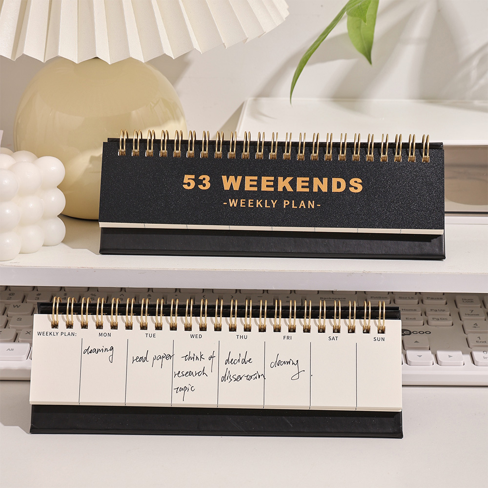 53 sheets White Simple Horizontal 53 Weekends Weekly Plan Undated Coil ...