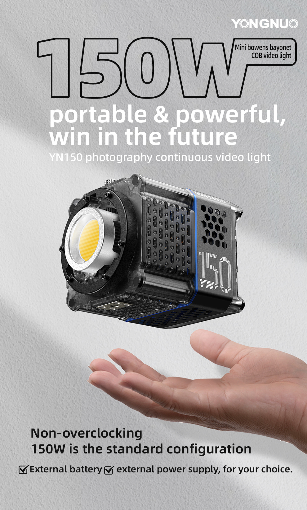 YONGNUO YN150 YN150S 150W Photography Cob Video Light 5600K/2500K-6500K APP Control For Video ...