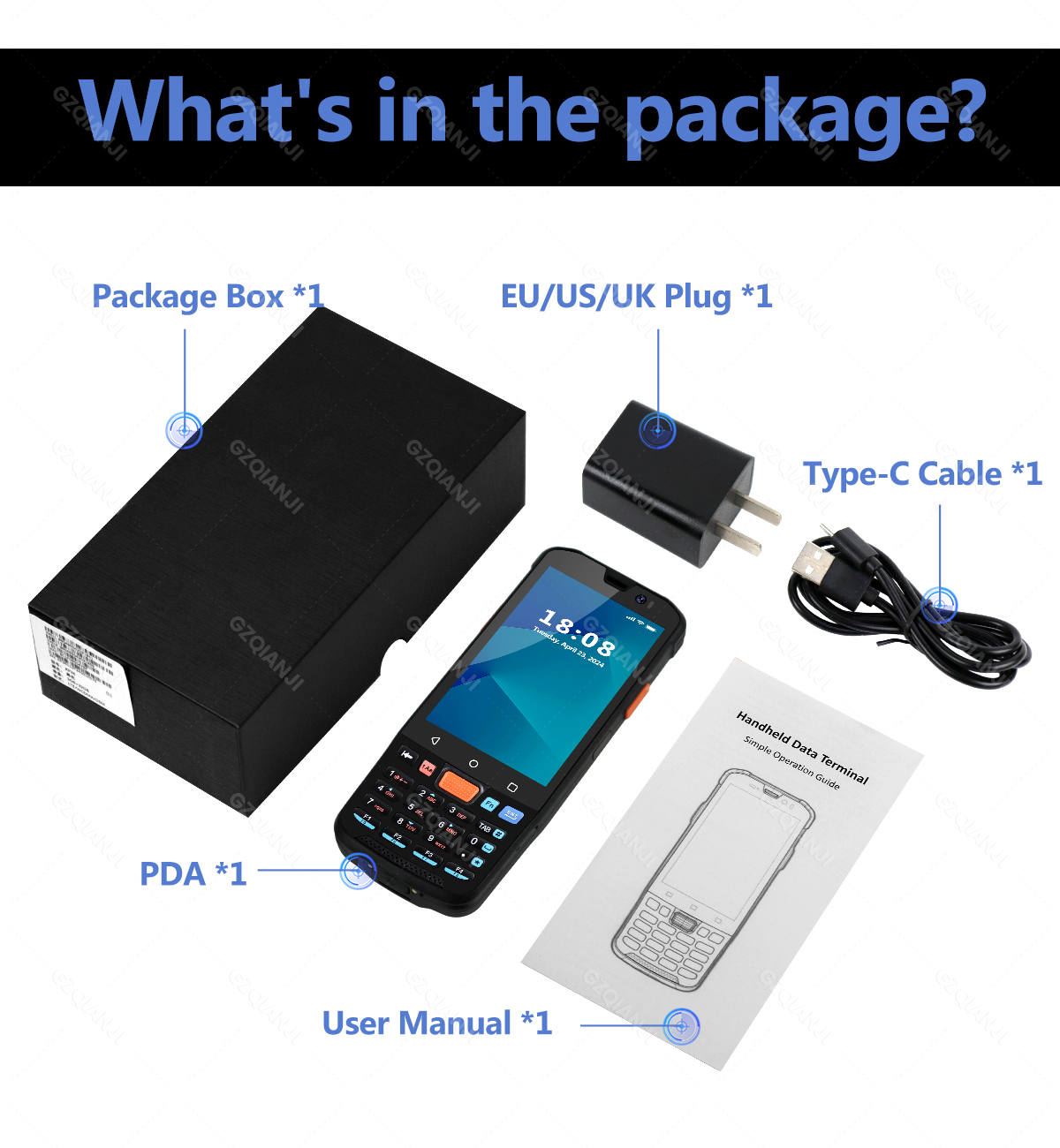 Android 11 Smart PDA Terminal 4GB+64GB 1D 2D Barcode Scanning Data ...