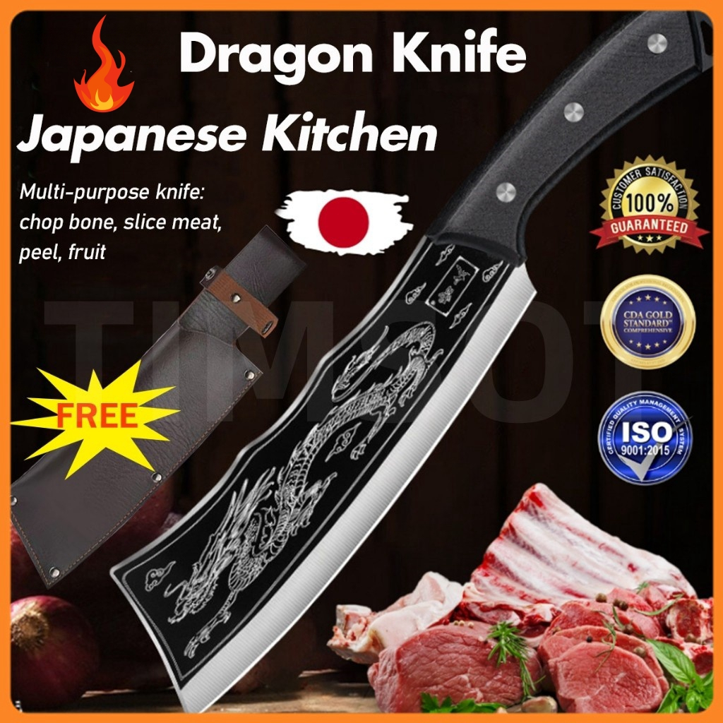 KIRA Kitchen Knife Japanese Dragon Knife Steel Butcher Knife Chef Knife Bone-Chopping Knife ...
