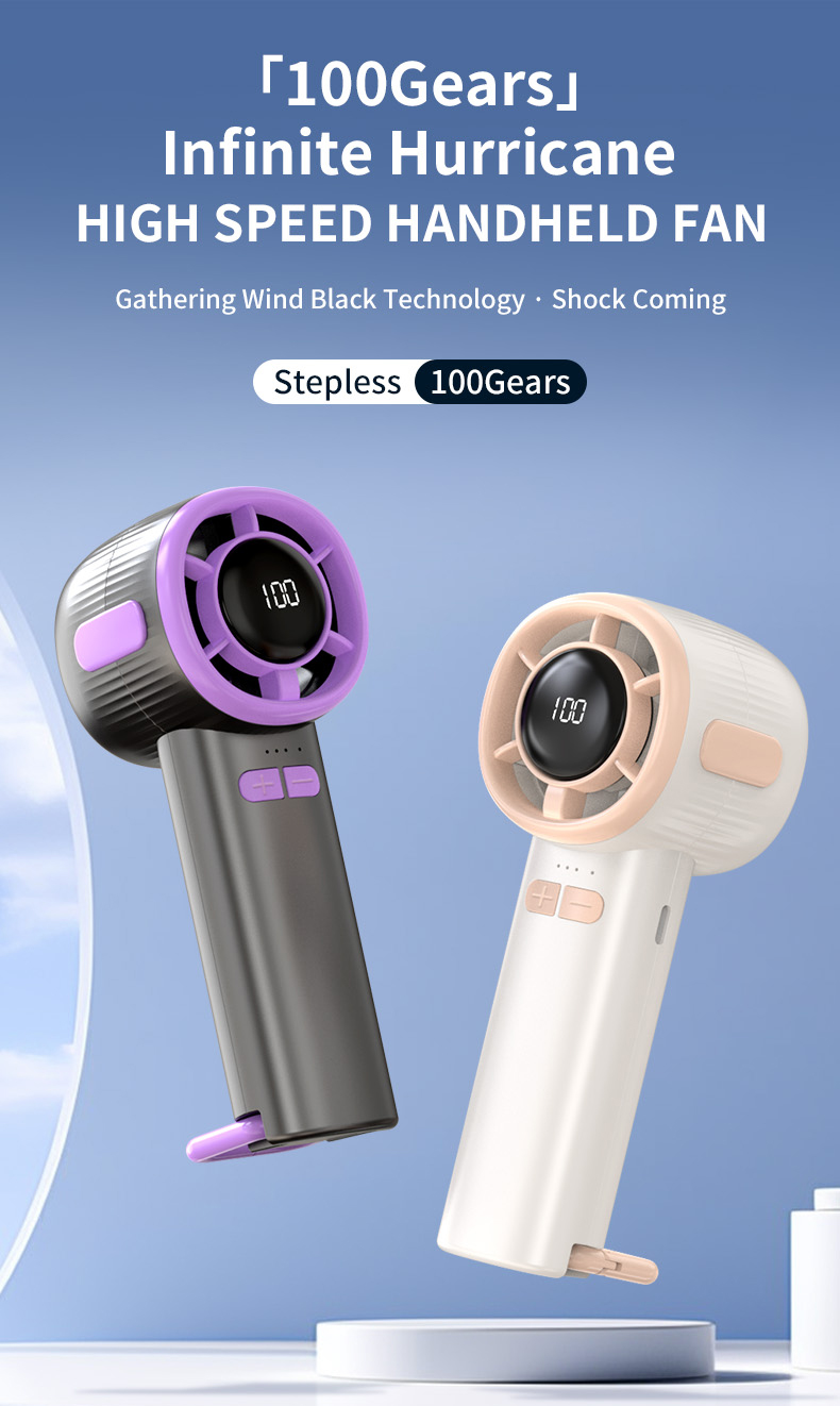 100 speed high-speed digital display fan mini fan USB portable handheld ...