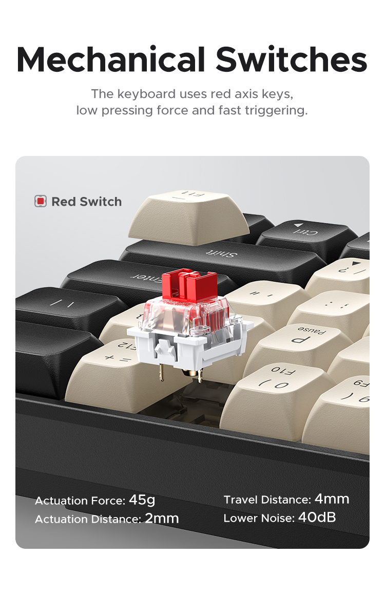 UGREEN Mini Mechanical Wired Keyboard 61 Keys Rechargeable Keyboard for ...