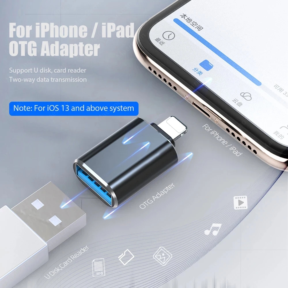 USB 3.0 OTG adapter, suitable for iPhone/iOS, used for USB flash drive ...
