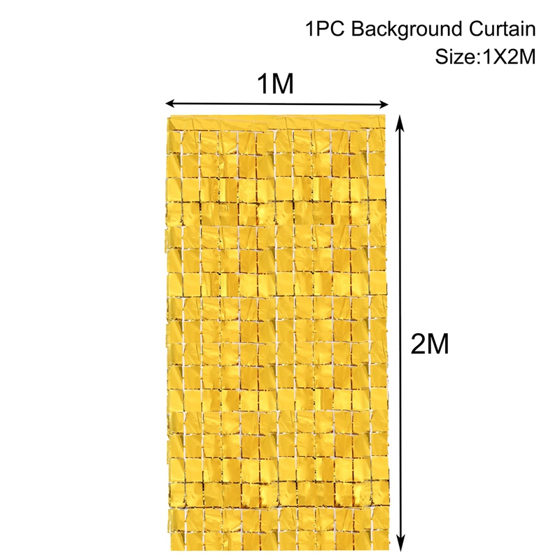 1*2M Multicolor Foil Square Curtain Happy Birthday Decorations Foil ...