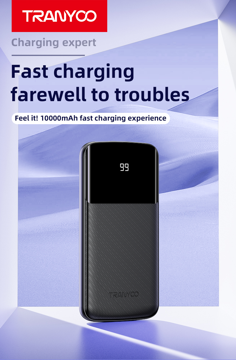 TRANYOO D08 10000mAh PowerBank fast charging 2.1A mini pocket portable power bank | Shopee ...