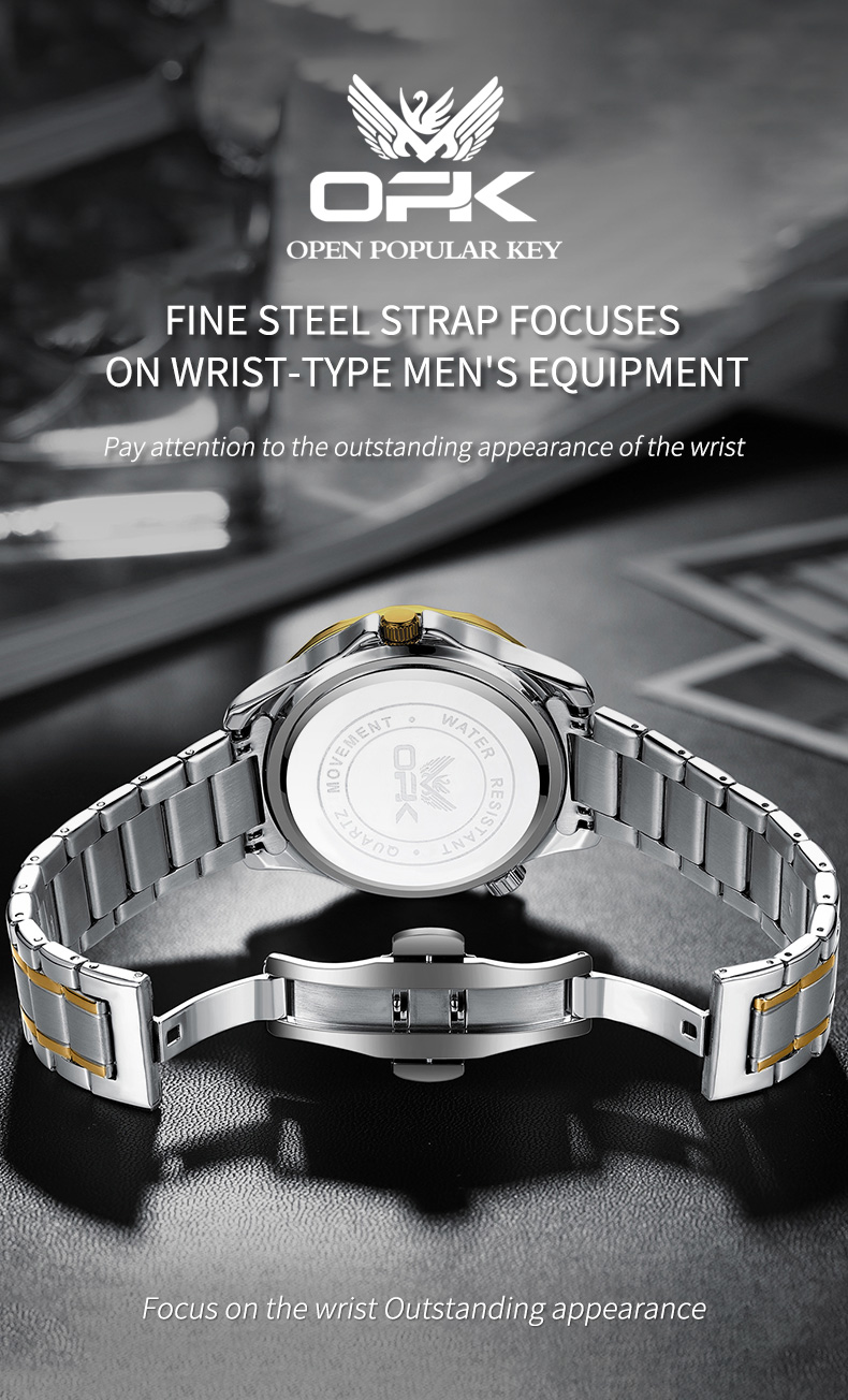 OPK Watch For Men Waterproof Original Stainless Steel Luminous Quartz ...