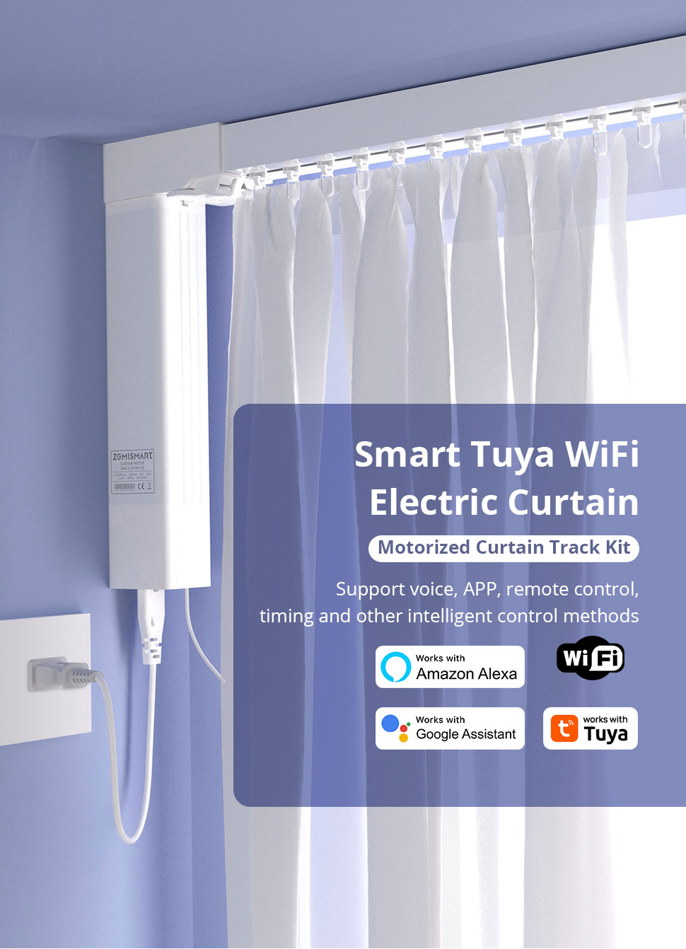 Zemismart Smart Sliding Curtain ZM87 Motor,APP Remote/Timer Control ...