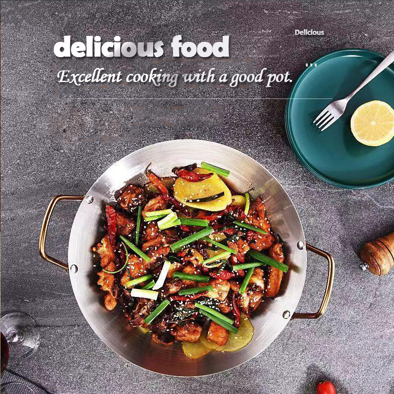 304 Stainless Steel Non Stick Dry Pan Seafood Rice Pot With Handle ...