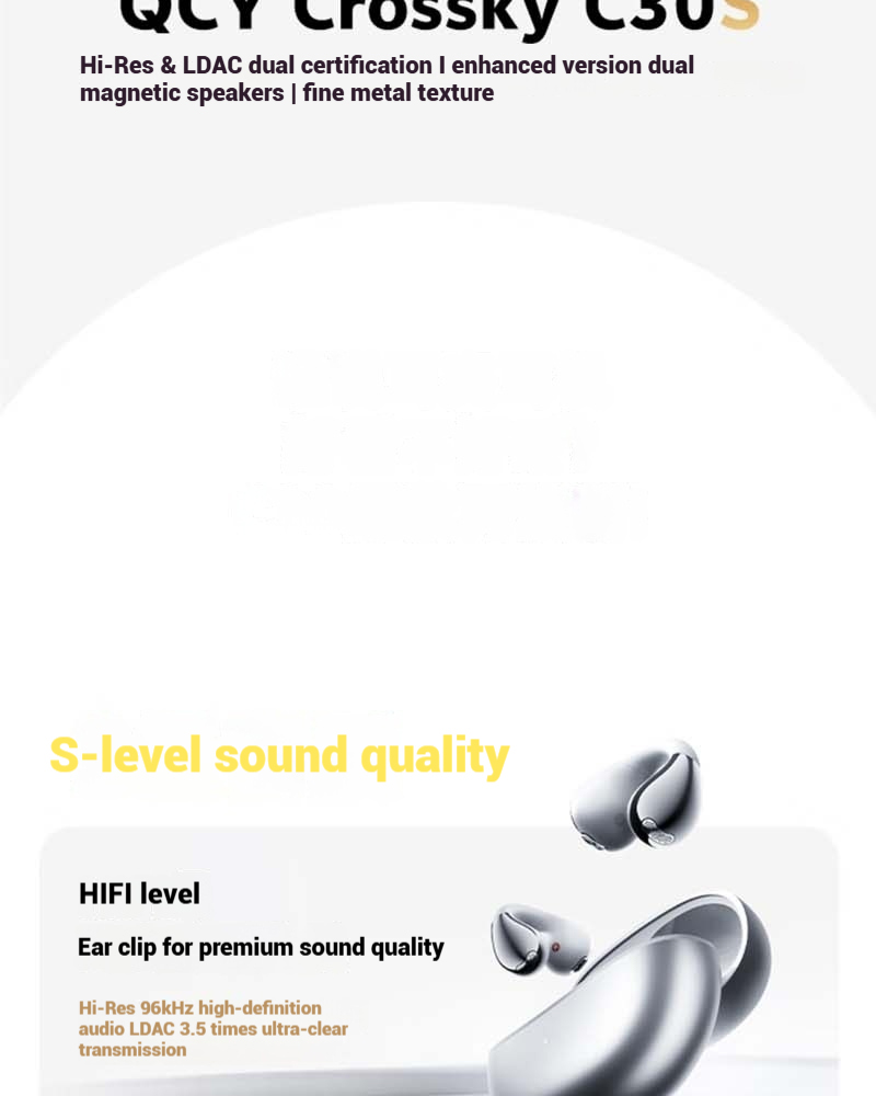 QCY Crossky C30S ear clip earphone no ear Open wireless Bluetooth ...