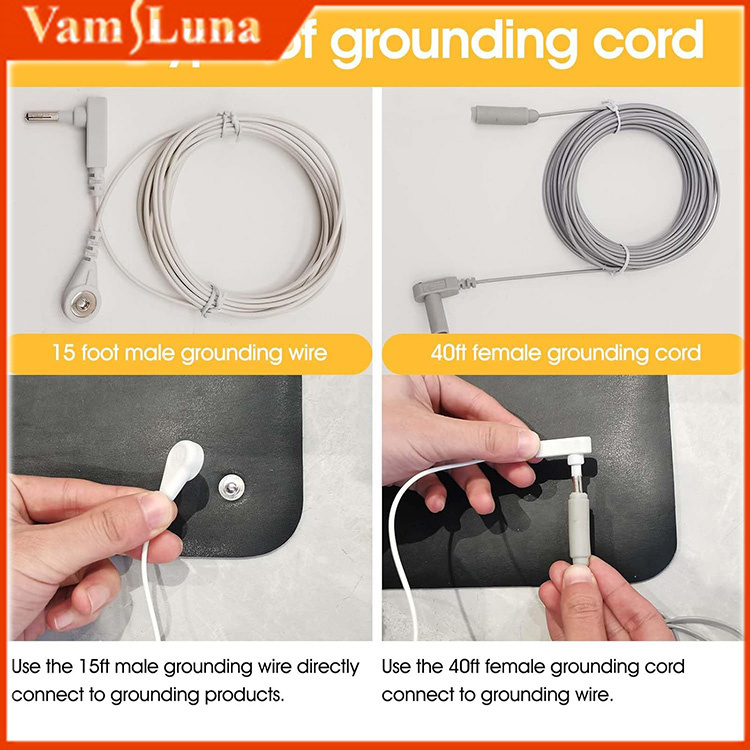 Pure Copper Grounding Rod With 12.2M Female Ground Cord 4.5M Earthing ...