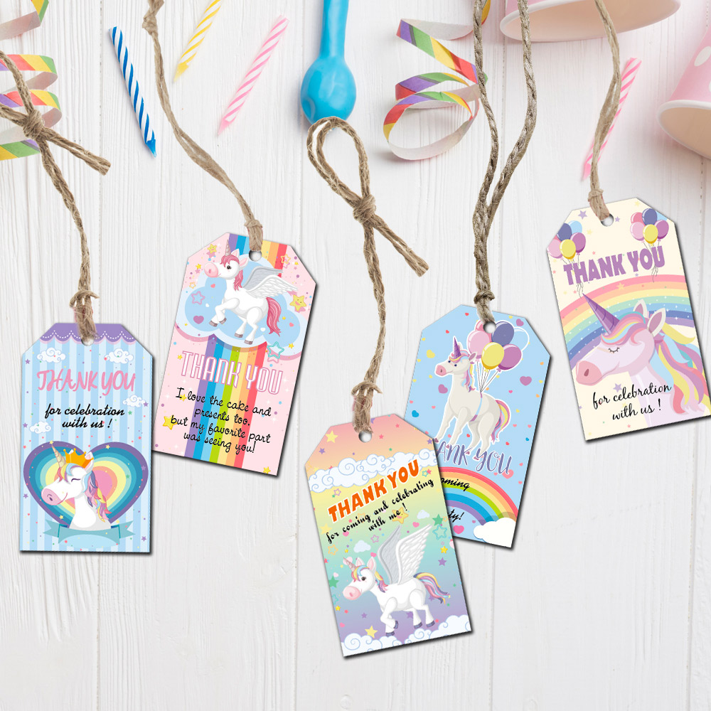 50Pcs, Unicorn Birthday Gift Tags Wrapping Tags for Gifts, Birthday ...