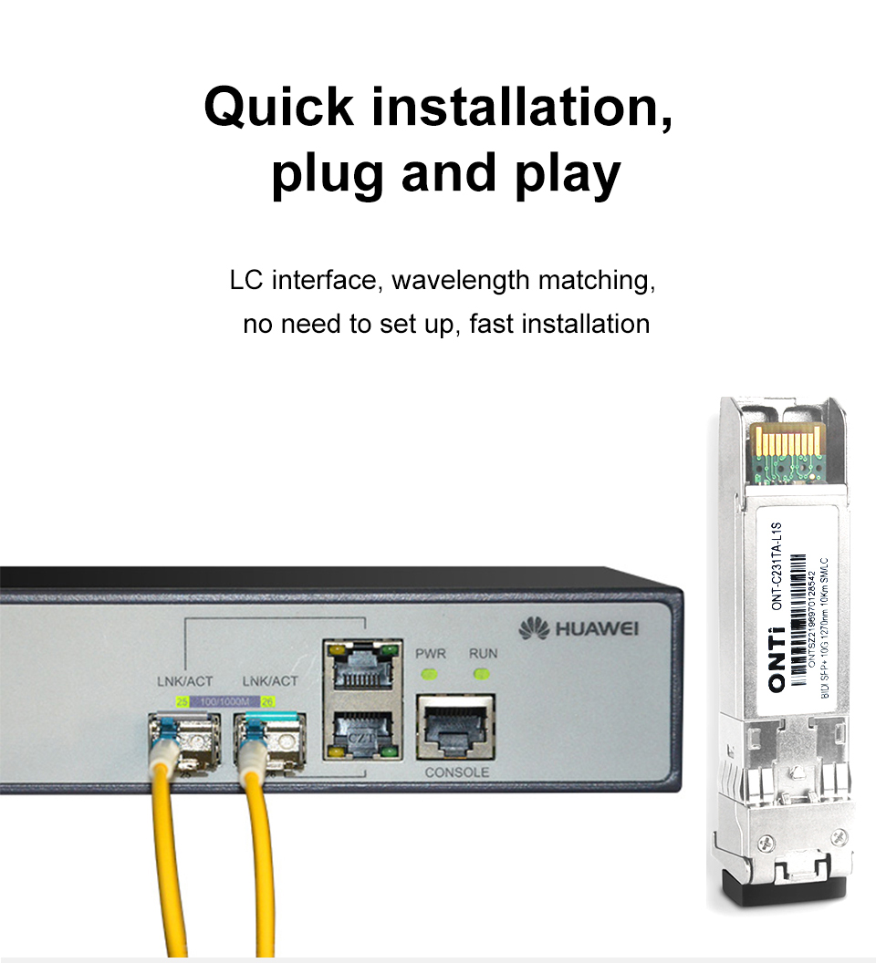 ONTi a Pair SFP+ Module 10G LC BIDI Single-mode Single Fiber 10KM ...