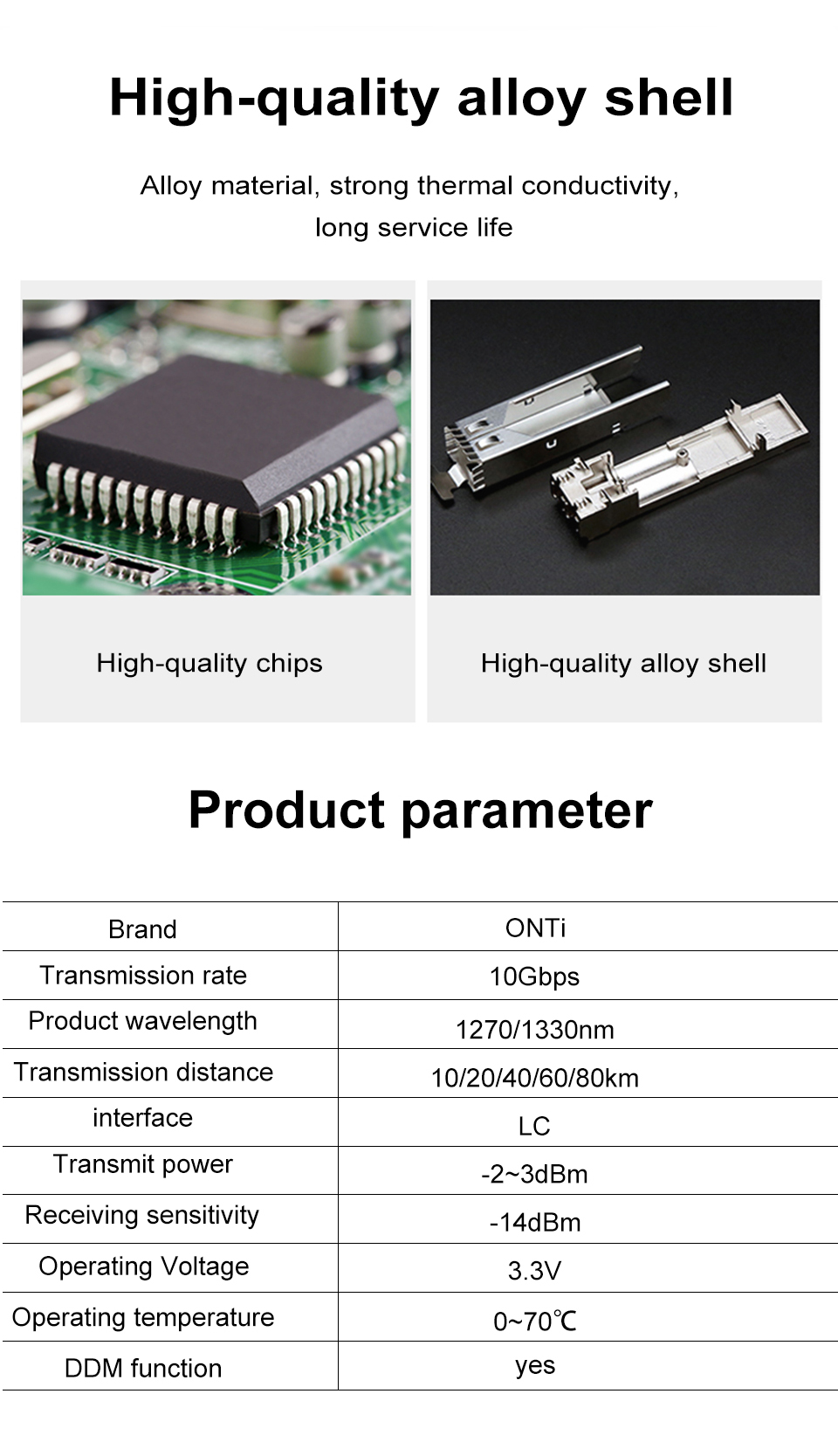 ONTi a Pair SFP+ Module 10G LC BIDI Single-mode Single Fiber 10KM ...