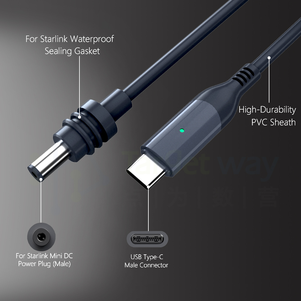 StarLink Space-x Mini USBC to D Cable, Waterproof Overload, Short ...
