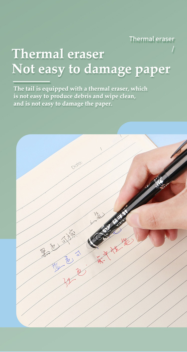Erasable Gel Pen Set Rod 0.5mm Refills Muti-Colors ink Washable Handle ...