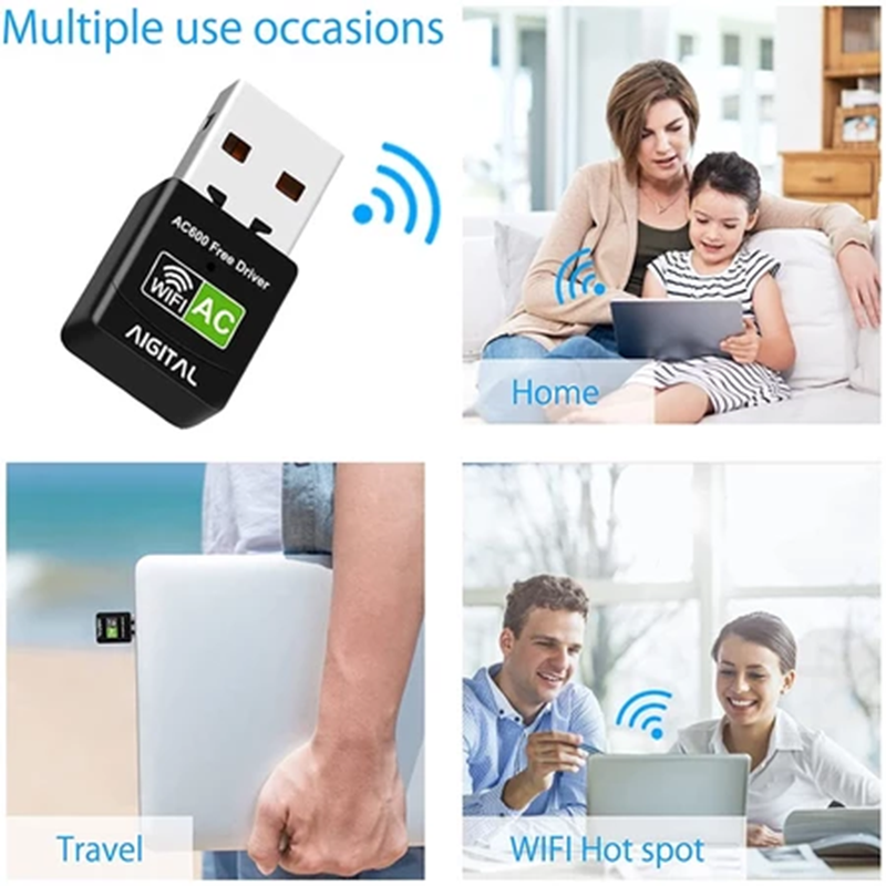 USB WiFi Bluetooth Adapter 600Mbps Dual Band 2.4/5GHz Wireless Network ...
