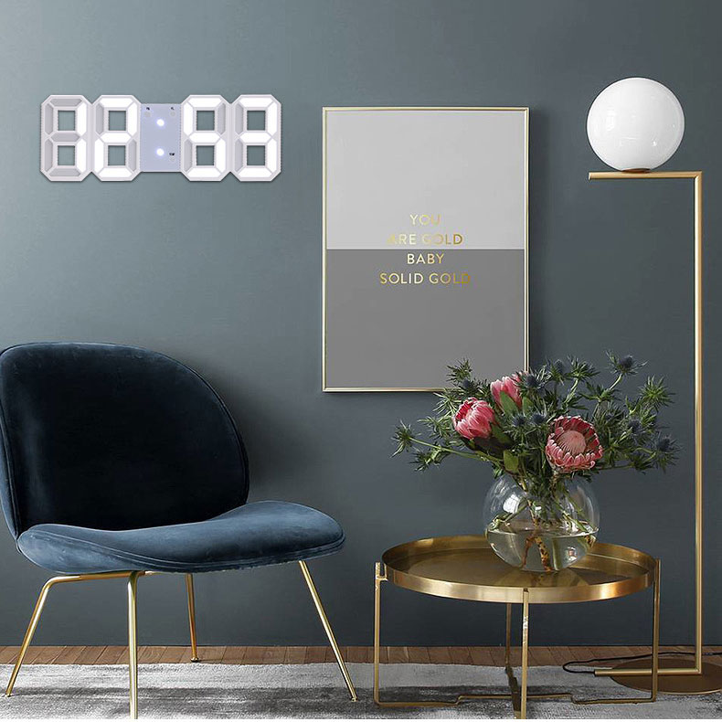 3D LED Digital Wall Clock Smart Wall Clock with Date Day and ...