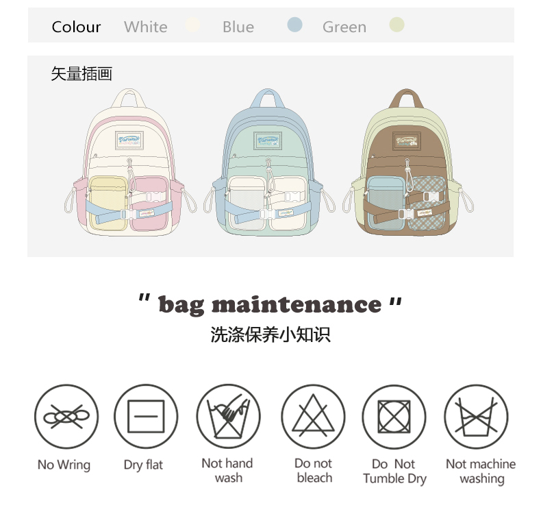 VANWALK Lucky Star V2889 Women's Large Capacity Backpack | Shopee ...