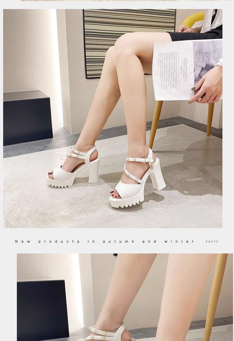 Women's Korean casual thick heels, fashionable high heels #552 | Shopee ...