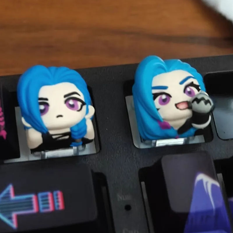 LOL Jinx Keycap Cute Cartoon 3D Creative Cute MX Switch Resin Keycaps ...
