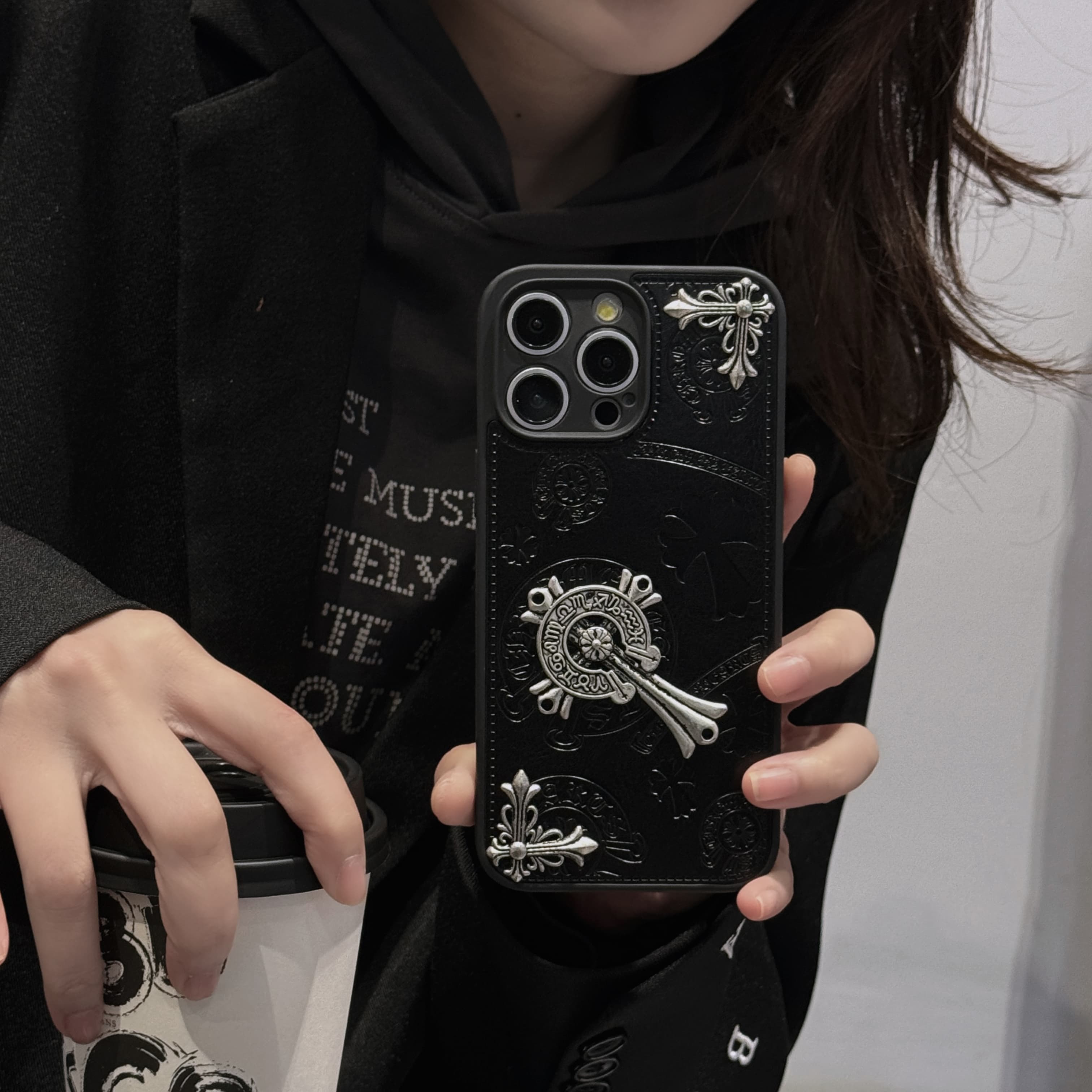 Gothic retro 3D cross DIY phone cases for iphone 16 Pro Max 15 Pro Max ...