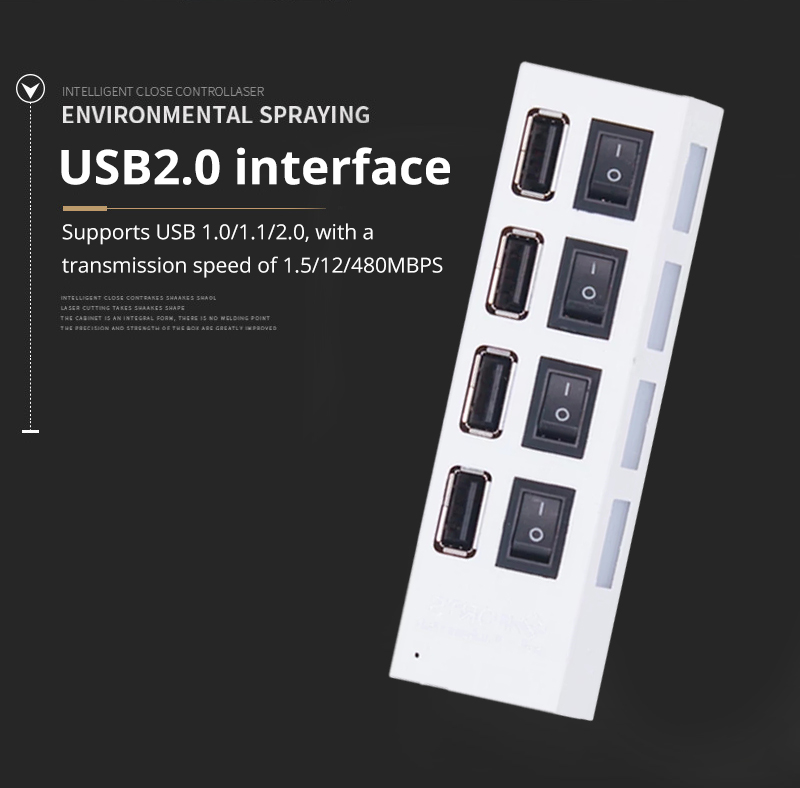 USB Port HUB 7 Port High Speed Independent Switch 4 Bit Splitter 2.0 ...