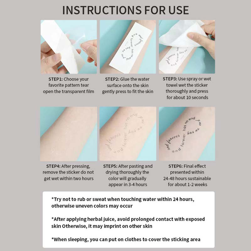 15 Days Waterproof Calligraphy Tattoo For Arm Neck Temporary Body Art ...