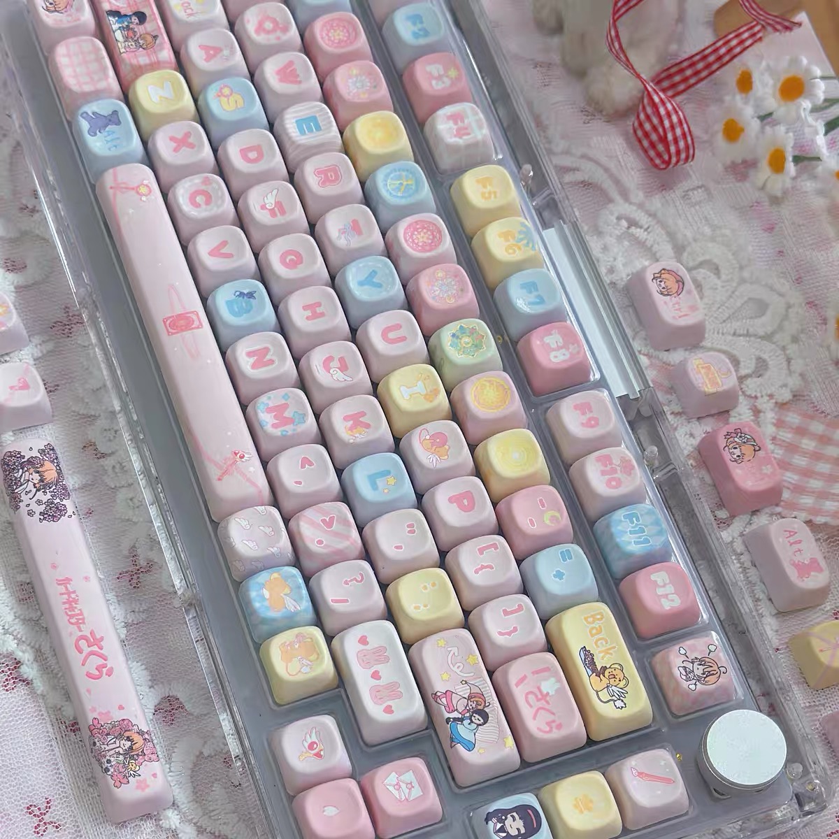 Sweet Girl Theme Keycaps 130 Keys MOA/Cherry Height PBT Material Keycap ...