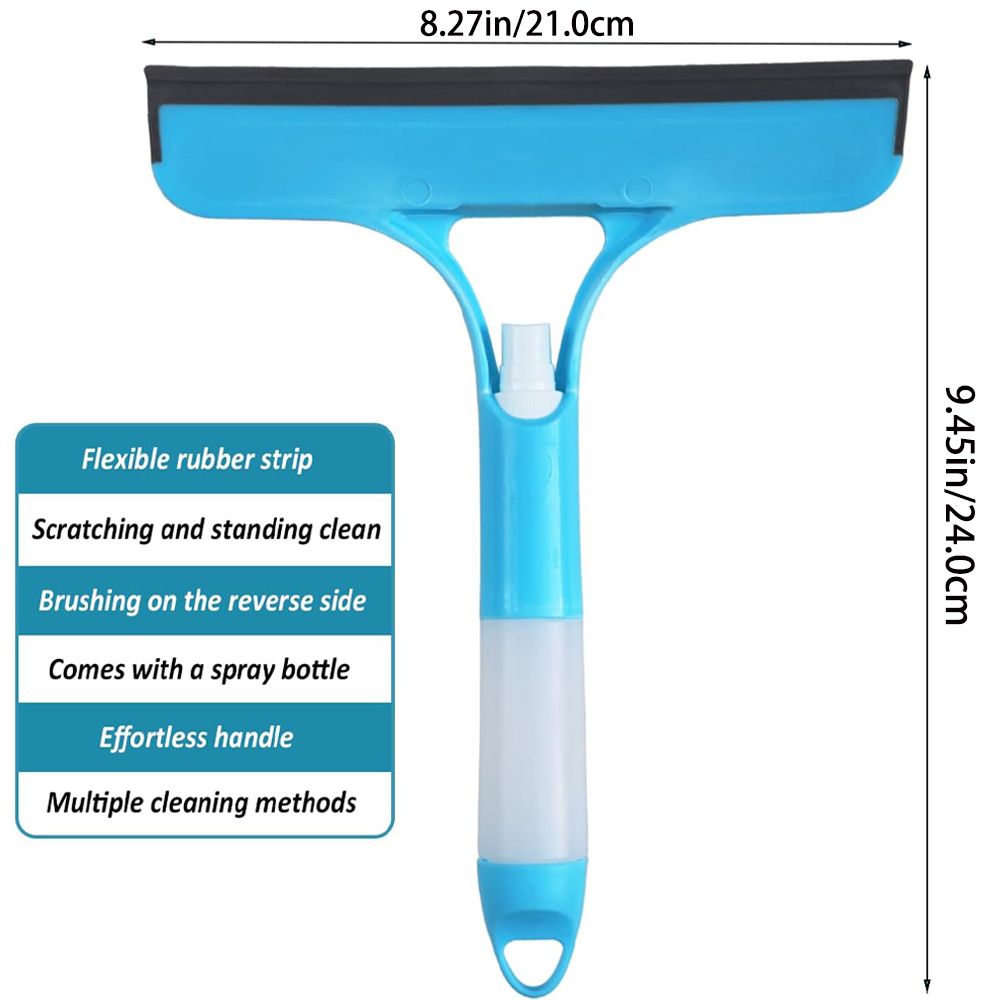 3 in 1 Blue Plastic Window Glass Cleaner Wiper Water Scraper Squeegee ...