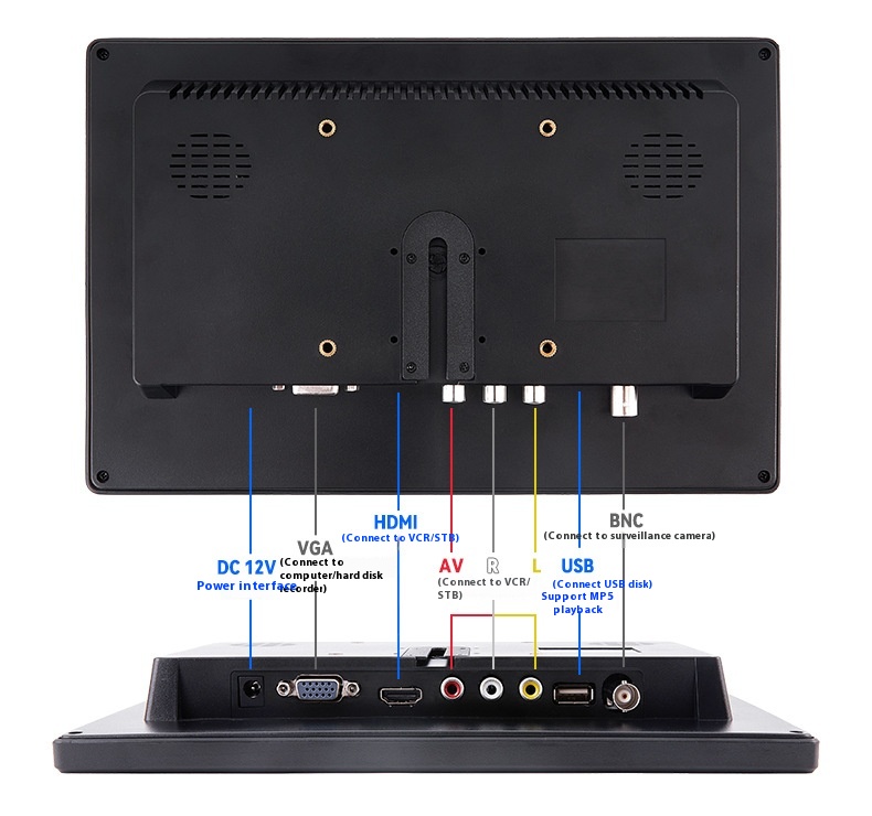 10.1" LCD HD Monitor Mini TV & Computer Display Color Screen 2 Channel ...