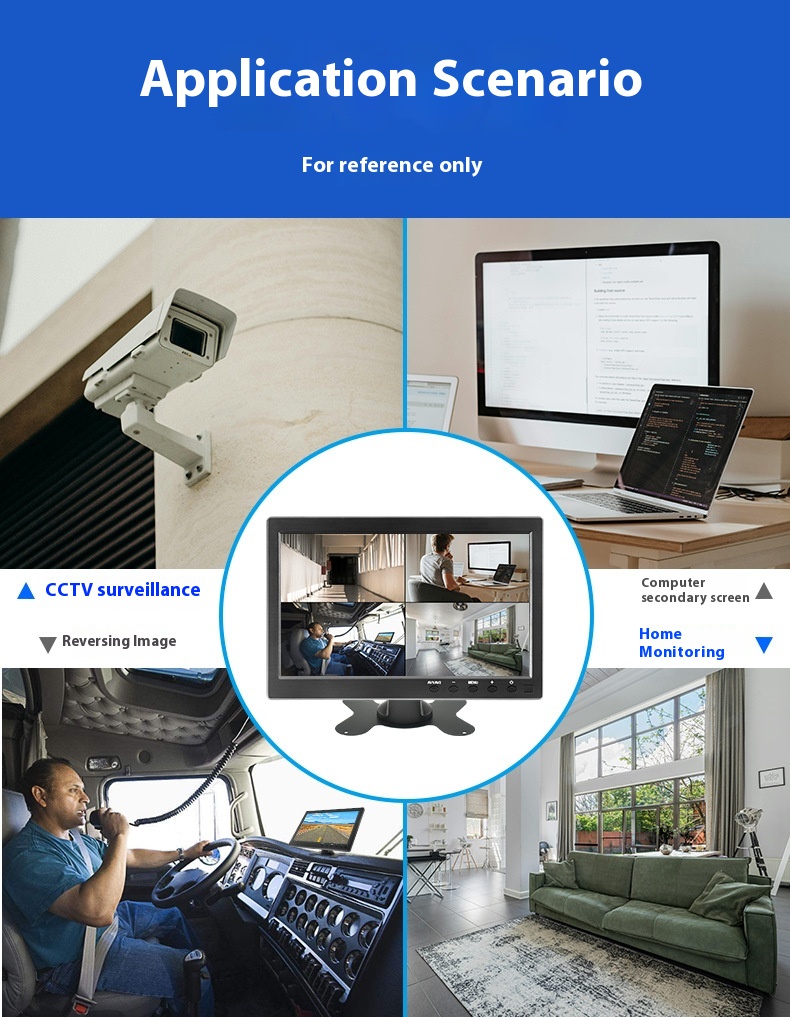 10.1" LCD HD Monitor Mini TV & Computer Display Color Screen 2 Channel ...