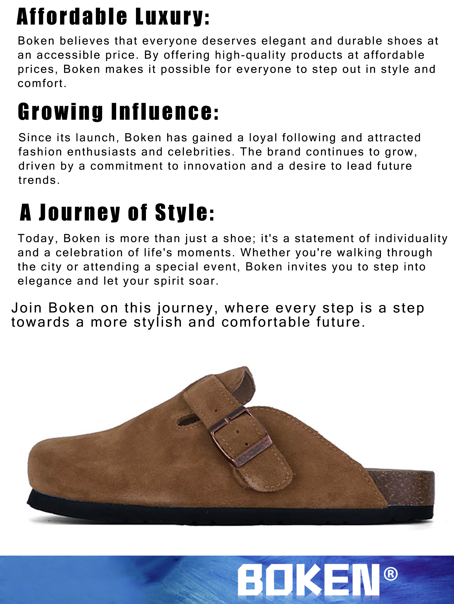 BOKEN Men Sandals Suede Cork Clogs Mules Classic Slippers Women Leather ...