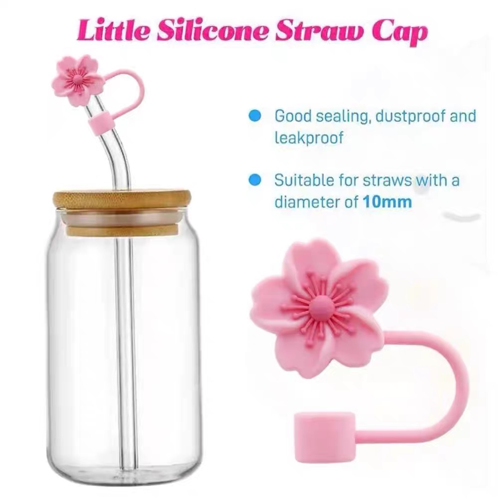 10mm Silicone Straw Covers Cap Reusable Straw Toppers Accessories Straw ...