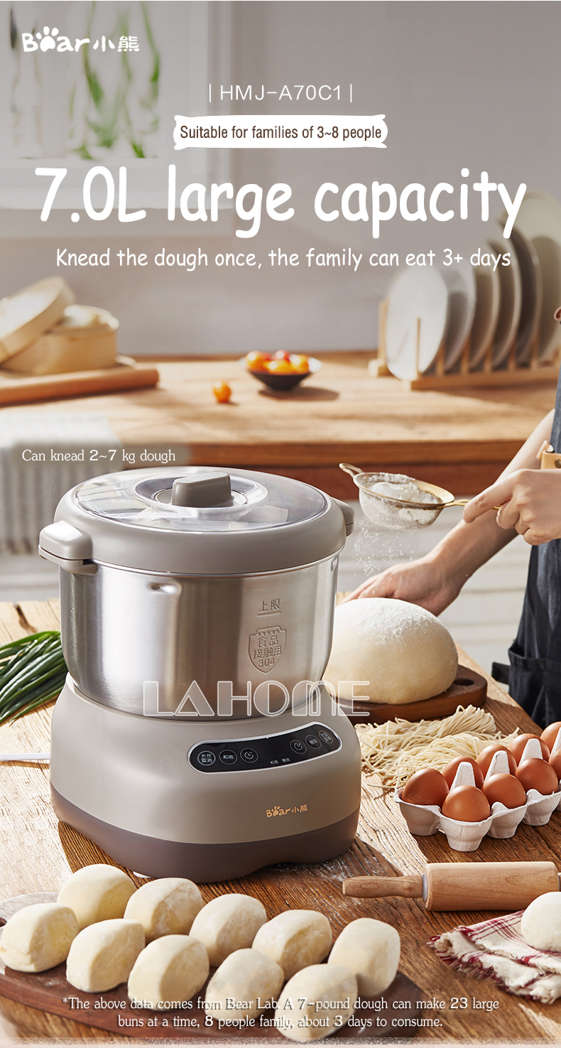 LAHOME 7L Bear Dough Mixer Machine HMJ Dough Kneader Mixer Electric ...
