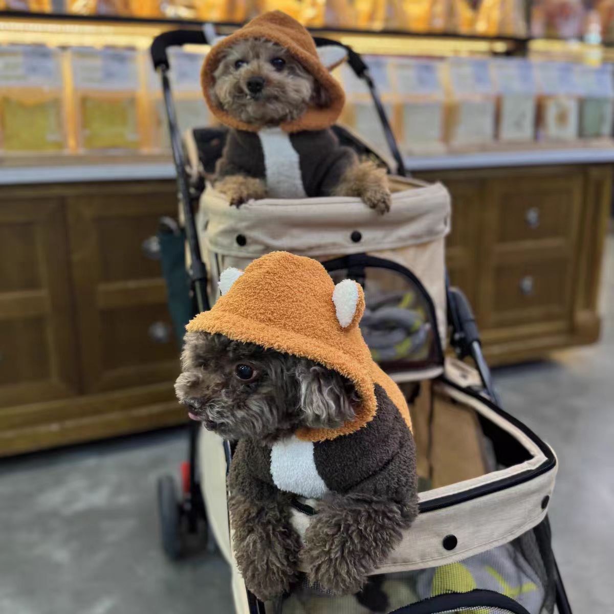 【Ready Stock】Double Layer Pet Stroller One-Click Folding Dog Trolley ...