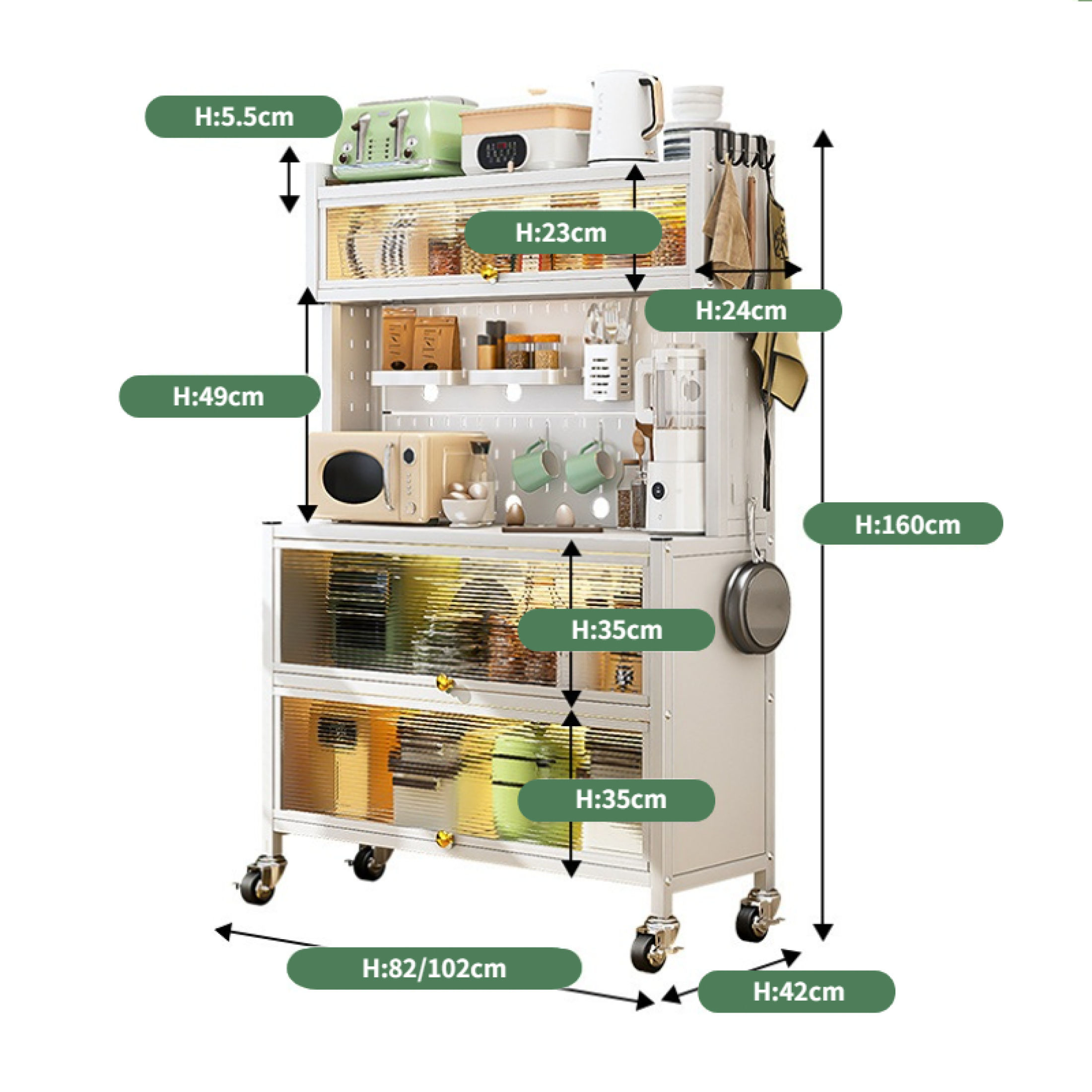 【UPSEN Kitchen Cabinet】Kitchen Cabinet Rack With Hole Board Multi ...