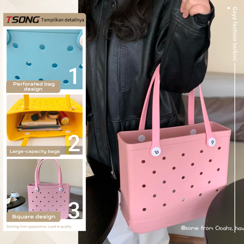 TSONG Waterproof EVA Rubber Tote Beach Bags for Women Rubber Type Tote Bag With High Quality ...