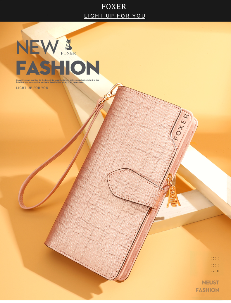 FOXER Women's wallet Long - style High - end Genuine leather ...