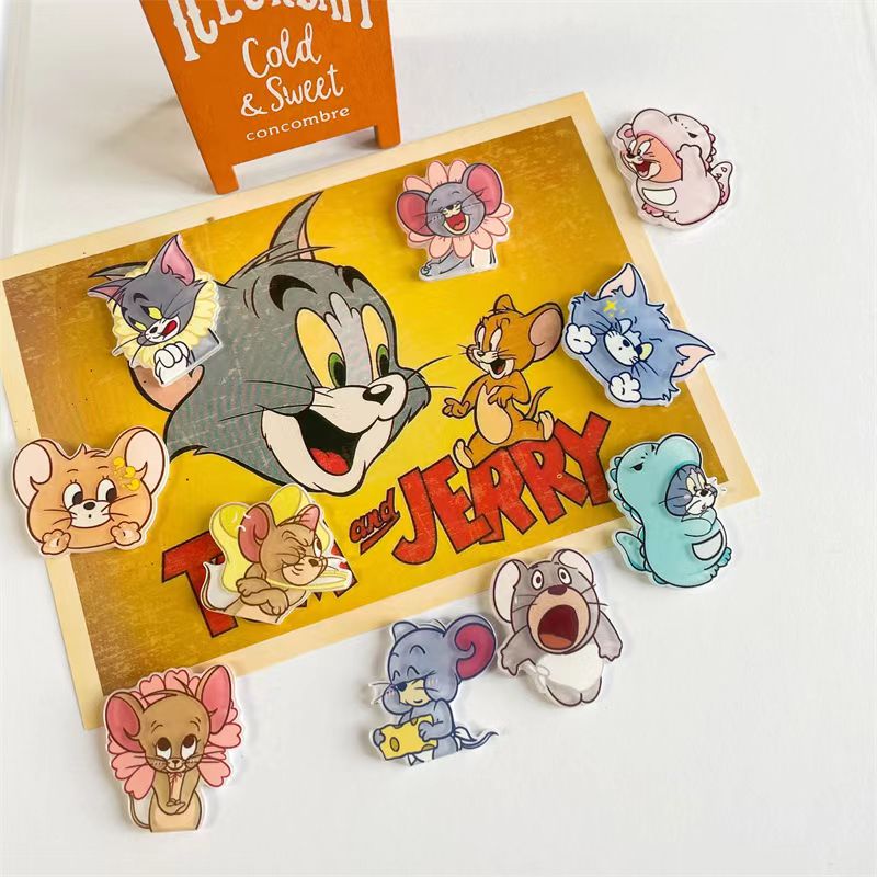 Cat and Mouse Tom and Jerry Brooch Cartoon Cute Acrylic Student ...