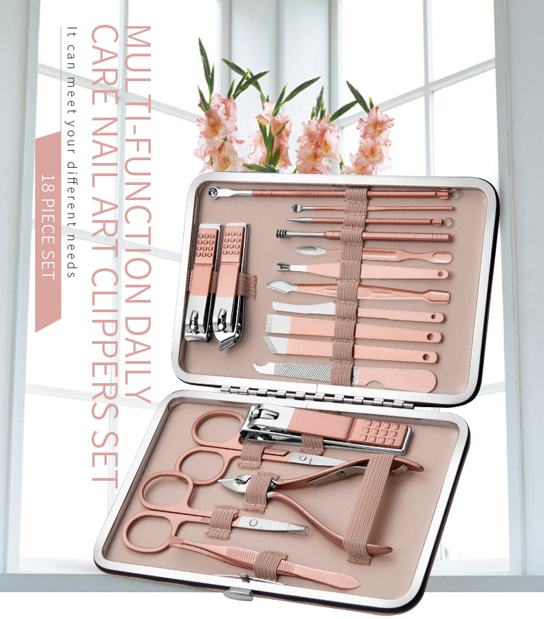 18Pcs/Set Nail Clipper Set Stainless Steel Grooming Tool Set with ...