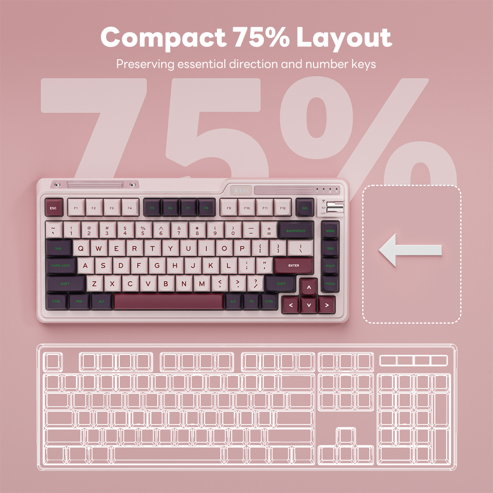 KZZI K75 Lite Nezuko Purple 75% Gasket Mount RGB Gaming Keyboard ...