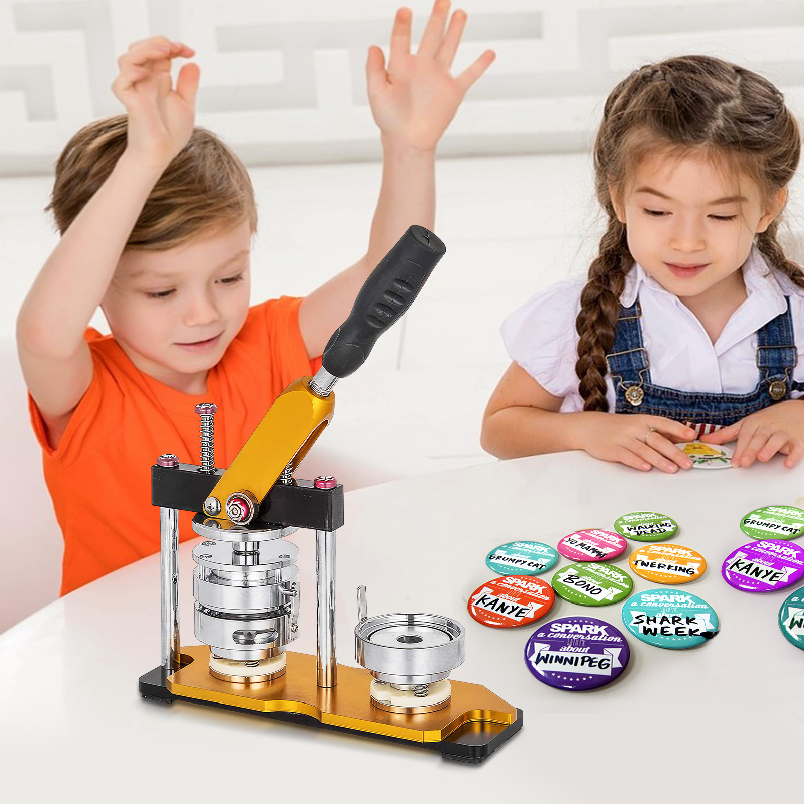【Local Warehouse+COD】58mm Button Maker Machine, Rotate DIY Badge Pin ...