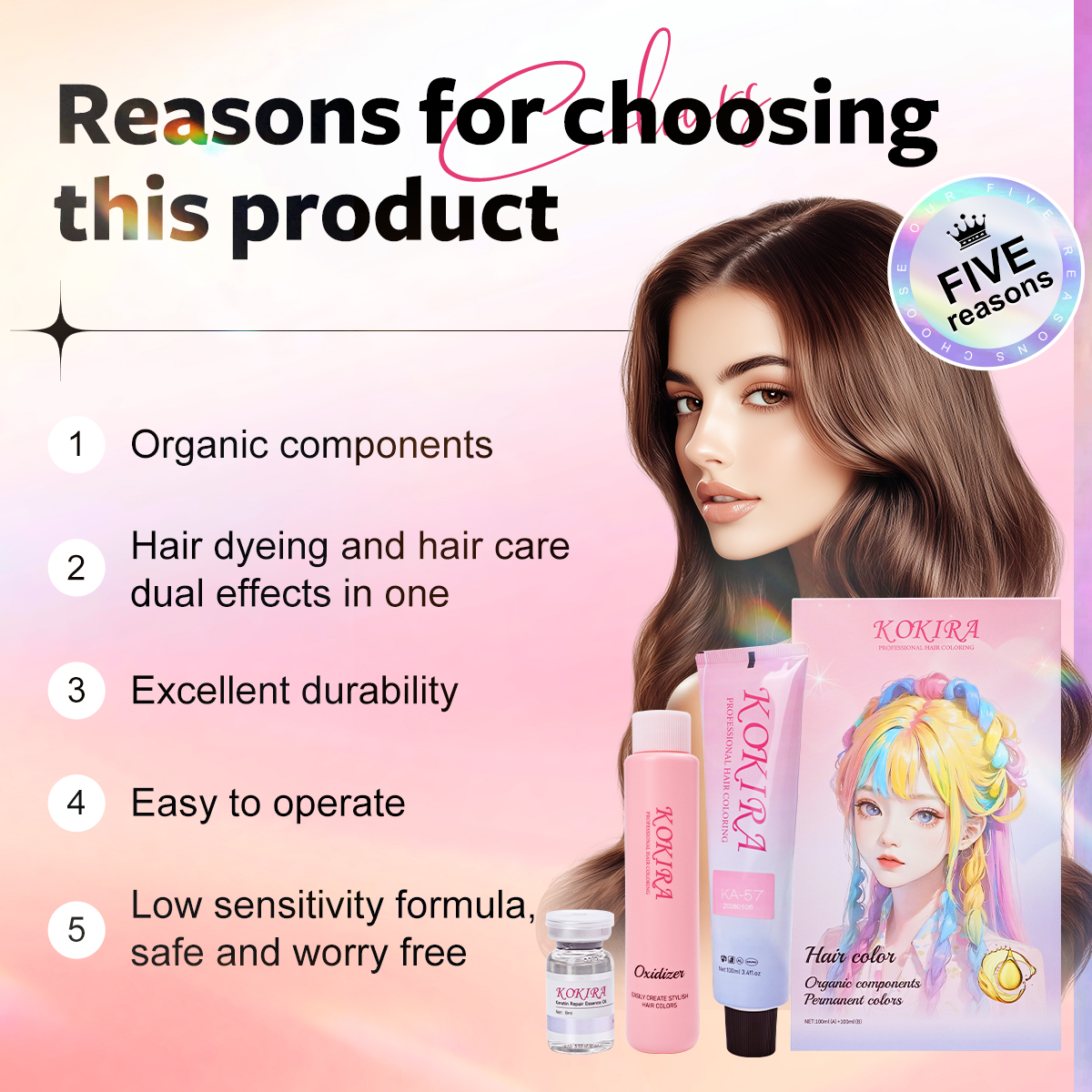 KOKIRA Ash Gray Hair color set ( Hair color + oxidizer ) Hair dye ...