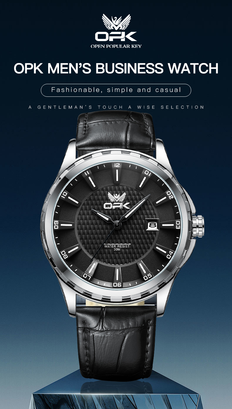 OPK Watch For Men Waterproof Original Leather Strap Quartz Luminous ...